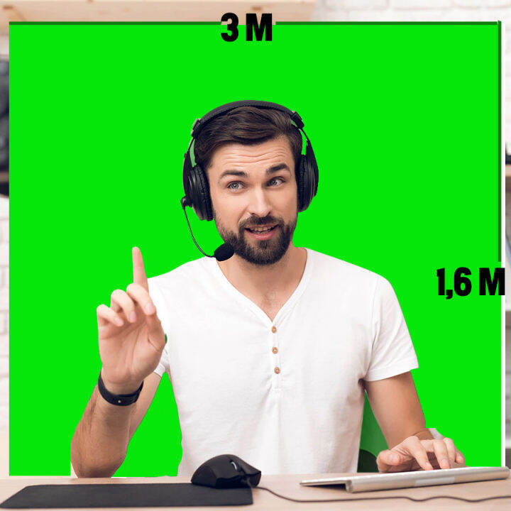 Grenscreen Gaming 3M x 1,6M Green Screen Youtuber Photographer Gamer ...