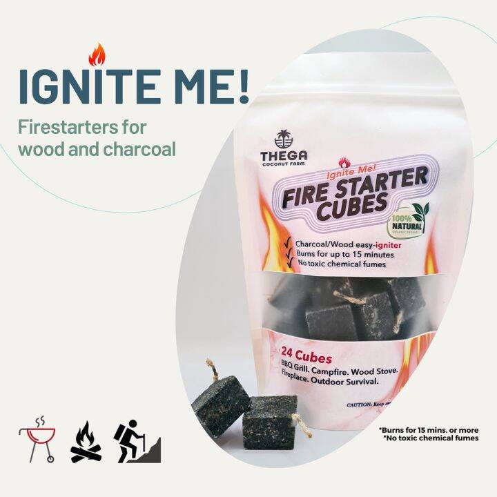 【READY STOCK】 ☂Ignite Me 24 Fire Starter Cubes for Charcoal Grill Wood Stove Campfire Outdoor ...