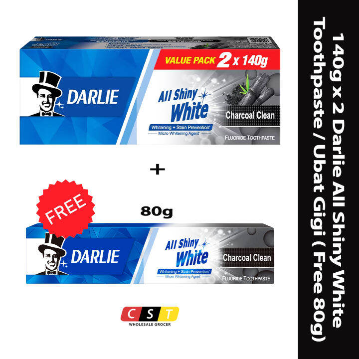 140g x 2 Darlie All Shiny White Toothpaste / Ubat Gigi Charcoal Clean ...