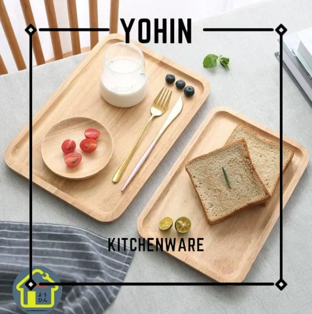 YOHIN Japanese Wooden Serving Plate Rectangle Wooden Tray/ Pinggan Kayu ...