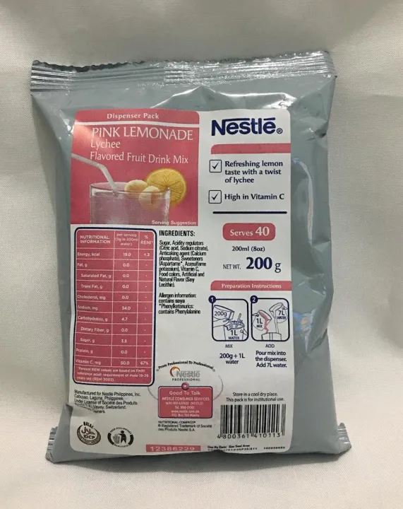 Nestle PINK LEMONADE Lychee Flavored Fruit Drink Mix 200g | Lazada PH