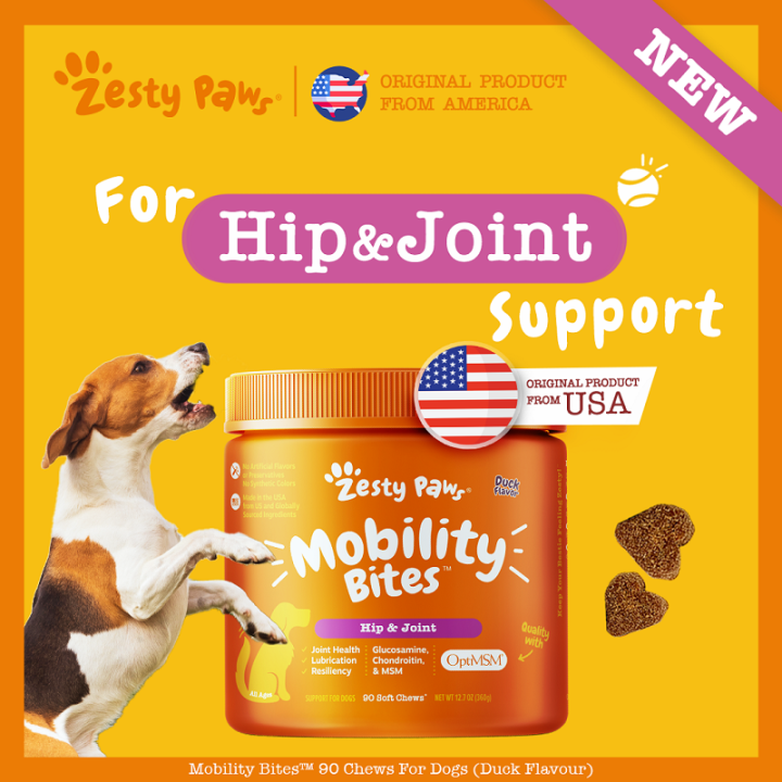 Zesty Paws Mobility Bites for Dogs Hip & Joint Support [Duck Flavor ...