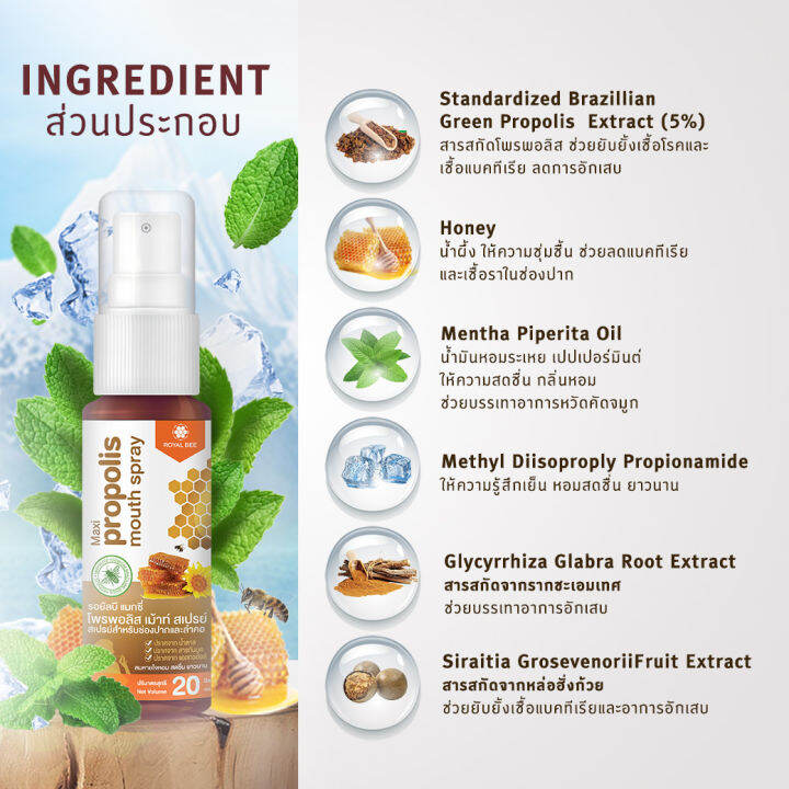 ROYAL BEE Propoliz Mouth Spray 20ML 5x propolis extract alcohol free ...