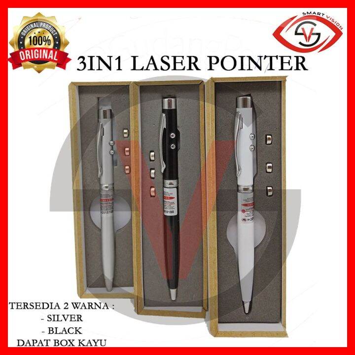 Pulpen Laser Pointer / Pena LED / Bolpen Presentasi 3in1 Box Kayu ...