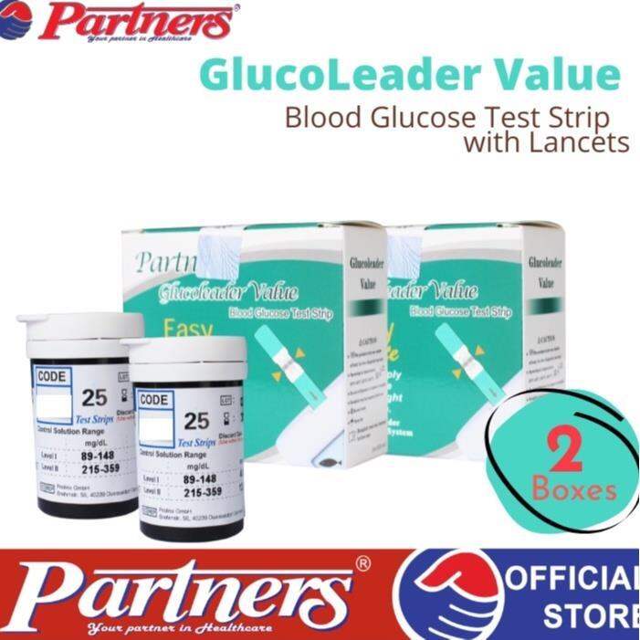 PARTNERS GLUCOLEADER VALUE BLOOD GLUCOSE TEST STRIP - 2 boxes | Lazada PH