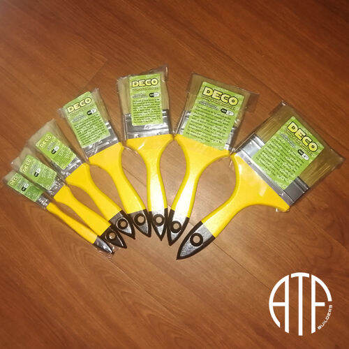 DECO Paint Brush 1/2, 1, 1 1/2, 2, 2 1/2, 3, 4 inches Wooden Handle ...