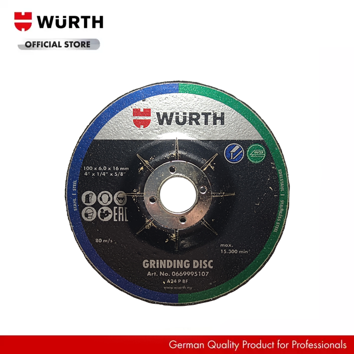 Wurth Grinding Disc 4" Inch / 100x6 mm Steel & Stainless Steel (25PCS ...