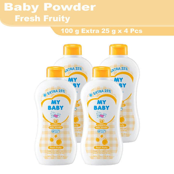 [ 4 PCS ] My Baby Powder Fresh Fruity 100 gram Extra 25 gram x 4 Pcs ...