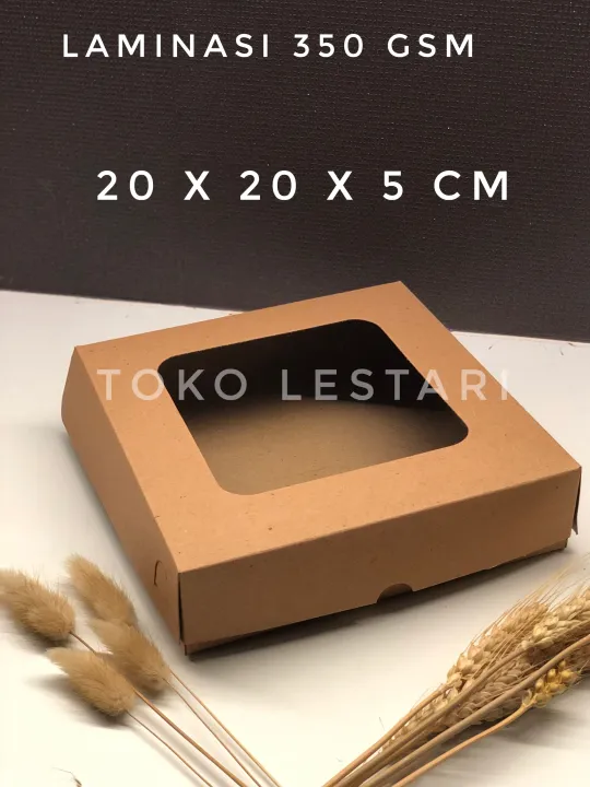 (5 Pcs) Box Kraft LAMINASI JENDELA 20x20x5 Cm Untuk Kotak Packing Kue ...