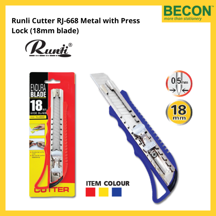 Runli Cutter RJ-668 Metal with Press Lock (18mm blade) | Lazada