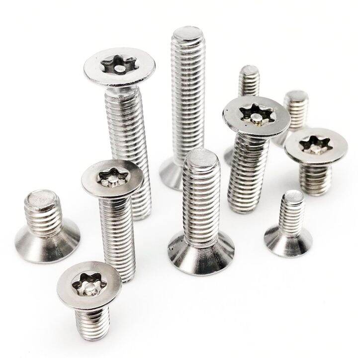 M2 to M12 304 A2 Stainless Steel Six Lobe Torx Flat Countersunk Head with Column Pin Tamper ...