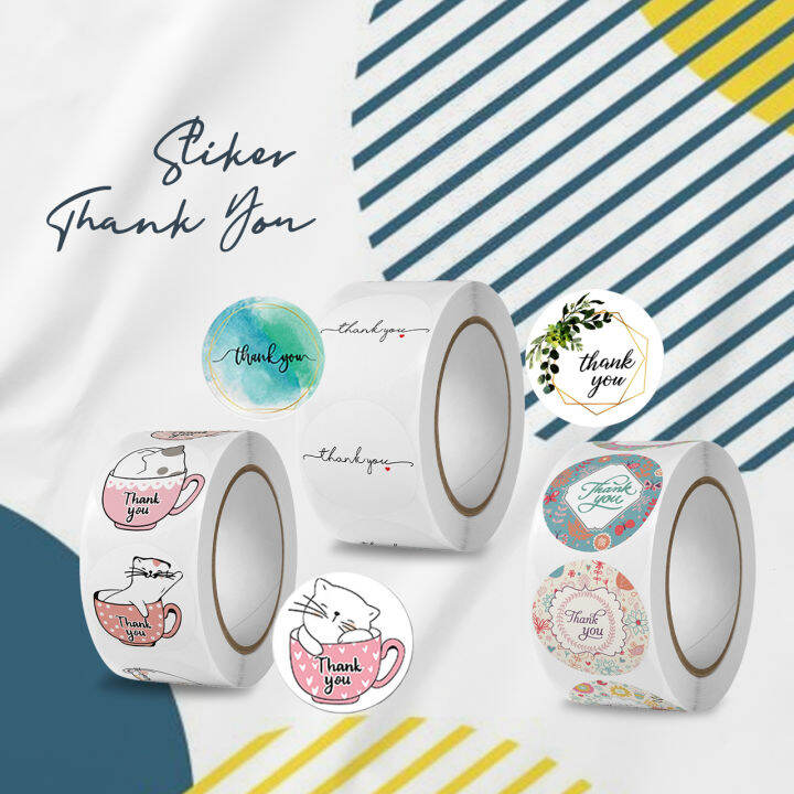 LD-C817 Sticker Thank You 1 Roll 500PCS Stiker Label Makanan Tulisan ...