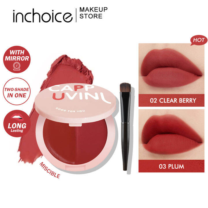 2 in 1 Matte Lip Mud with Brush Long Lasting Lipstick Dual-use for Lips ...