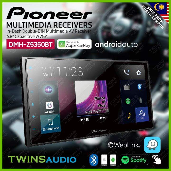 Pioneer DMH-Z5350BT - 6.8” In-Dash Double-DIN Multimedia AV Receiver with Apple CarPlay ...