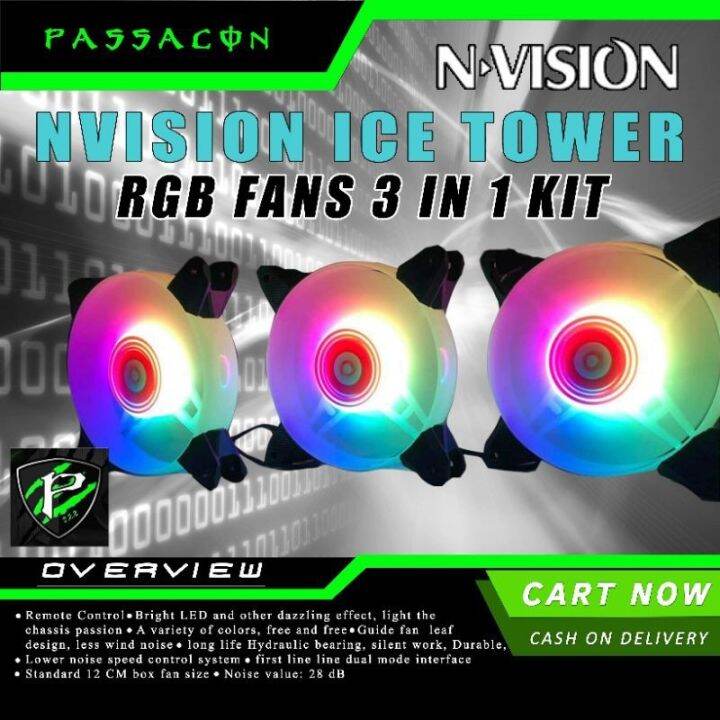 Inplay ICE TOWER 3 in 1 KIT • 3pcs 12cm Cooling Fan with RGB Controller ...
