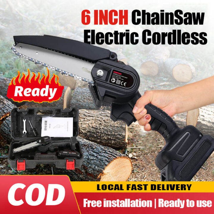 6 Inch Electric Chainsaw Cordless Portable Chain Saw Mini Handheld ...