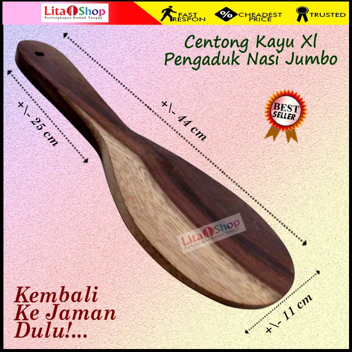 Centong Kayu Xl / Sendok Nasi Kayu / Pengaduk Nasi Kayu | Lazada Indonesia