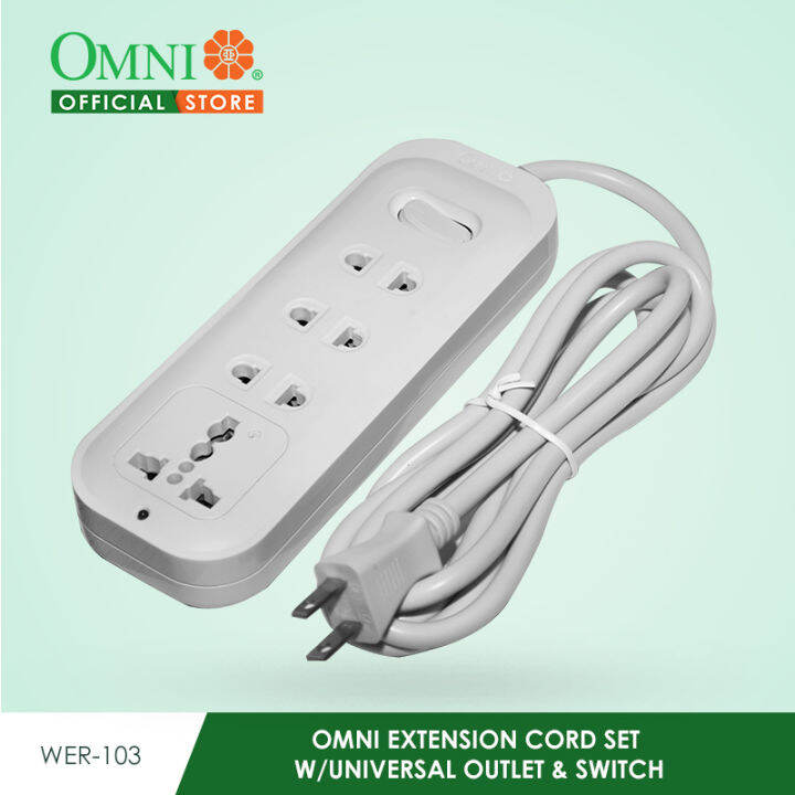 OMNI Extension Cord Set w/Universal Outlet & Switch 2 Meters - WER-103 ...