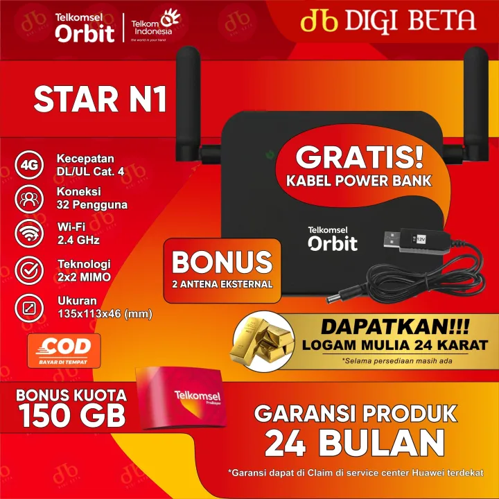 Modem Wifi Mifi Telkomsel Orbit Star N1 Router HKM0127-A GSM 4G LTE ...