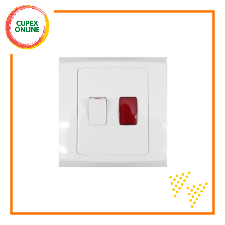 MK S8423 WHI Slimline Plus Standard Rocker DP Switch Modular With NEON ...