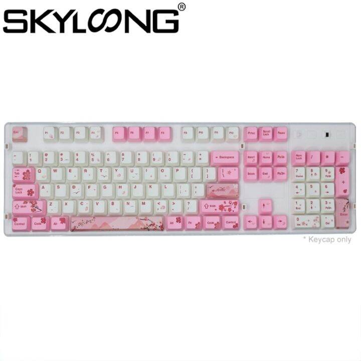 Skyloong 104 Keys PBT Pink Sakura Pattern Keycaps Replacement Set ...
