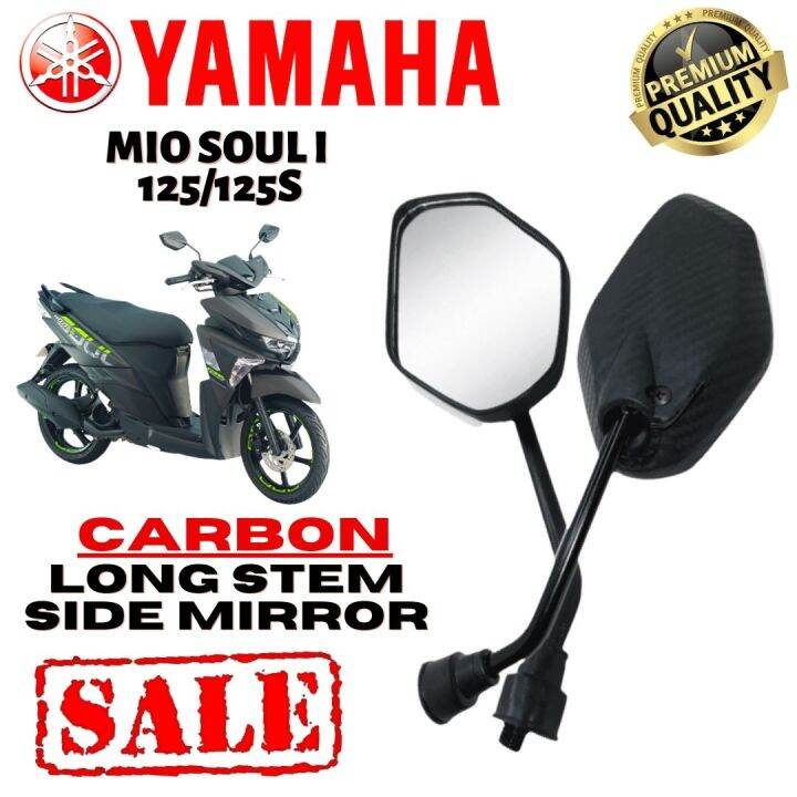 MIO I SOUL 125 /125S Motorcycle CARBON Side Mirror Long Stem - BLACK ...