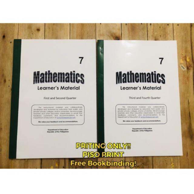 Grade 7 Math Module Workbook Colored Printing Services Php1.00 per page ...