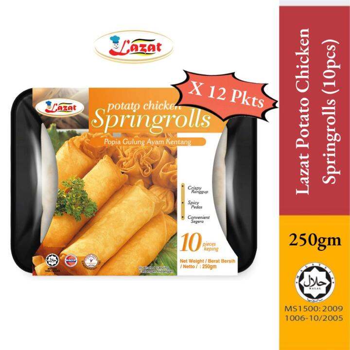 Lazat Springroll / Popia Gulung Potatoes Chicken Frozen 10's - 12 Packs x 250gm | Lazada