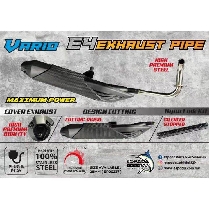 ESPADA RACING EXHAUST PIPE E4 HONDA VARIO 28mm | Lazada
