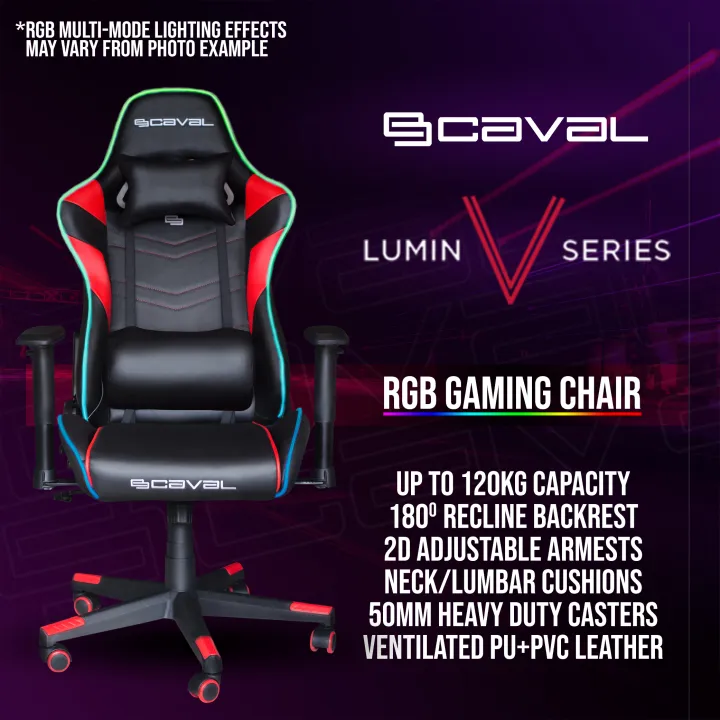 CAVAL Lumin V Series RGB Gaming Chair | Multi-mode RGB LED | 180 ...