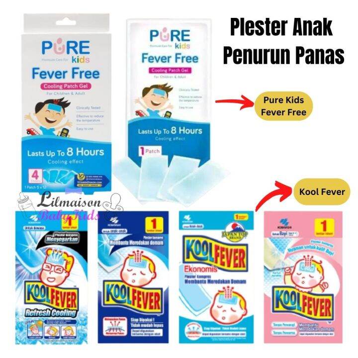 *NEW* KOOLFEVER Kool fever Kompres Penurun Demam Cooling Patch Bayi Anak Dewasa / PUREKIDS Pure ...