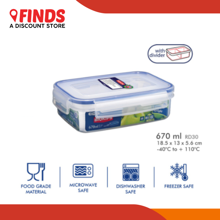 Biokips Rectangular 670ml w/2 Compartments | Lazada PH