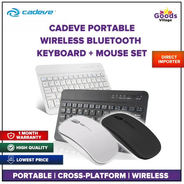 CADEVE PORTABLE WIRELESS BLUETOOTH KEYBOARD + MOUSE SET / BLUETOOTH 3.0 ...