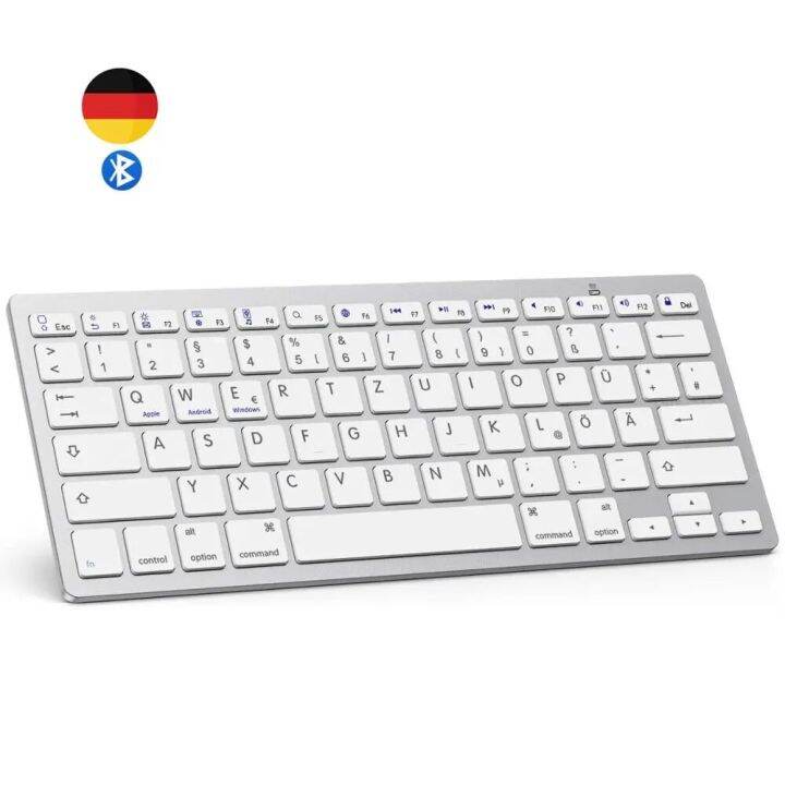 taomujiang German QWERTZ Layout Bluetooth Keyboard Light Portable Slim ...