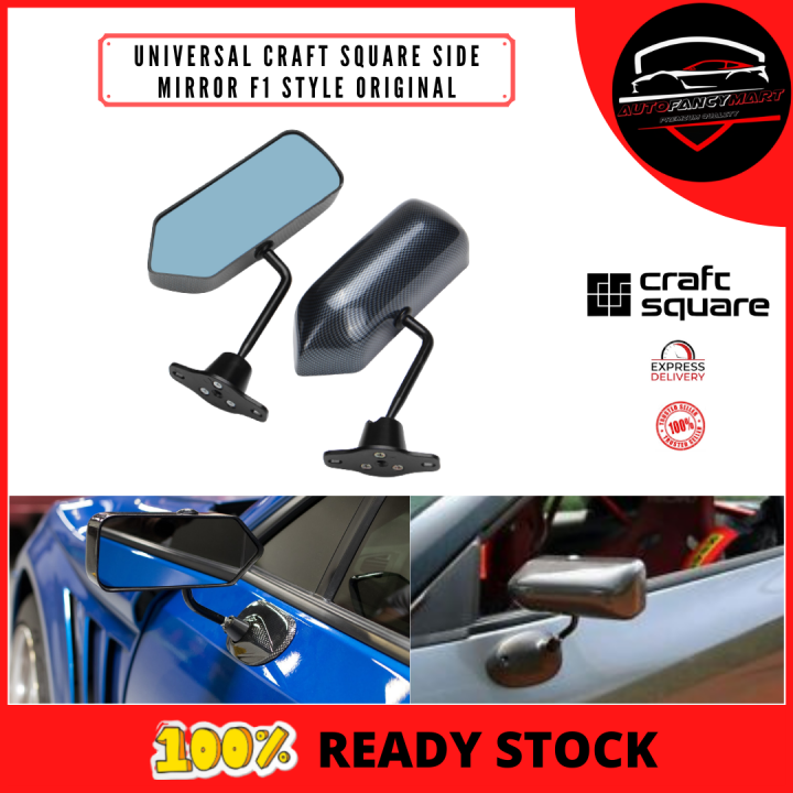 UNIVERSAL CRAFT SQUARE SIDE MIRROR F1 STYLE ORIGINAL CARBON FIBER HONDA ...