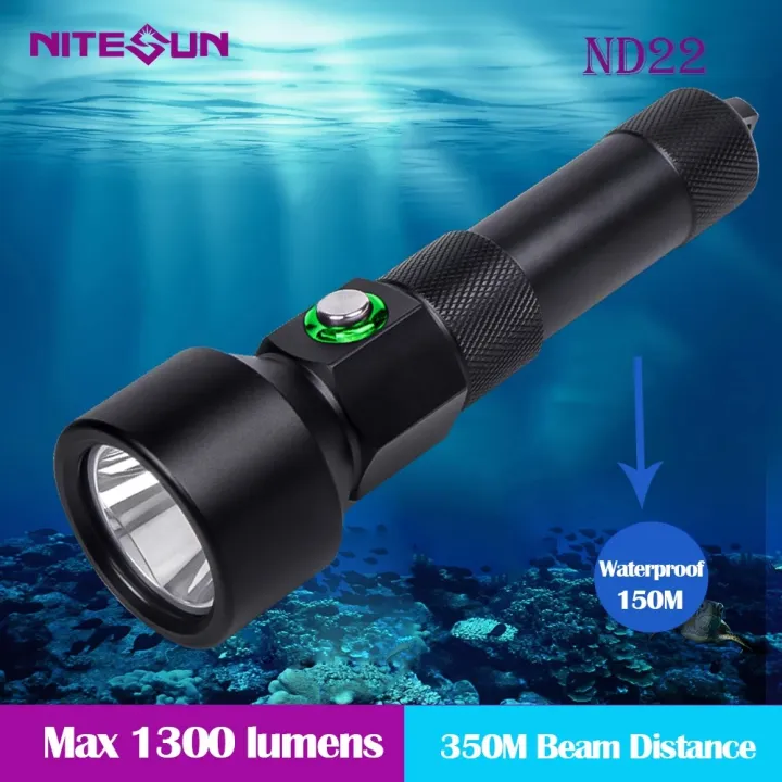มืออาชีพดำน้ำไฟฉาย NITESUN ND22ส่องสว่าง LED สูงสุด1300 Lumens 350เมตร ...