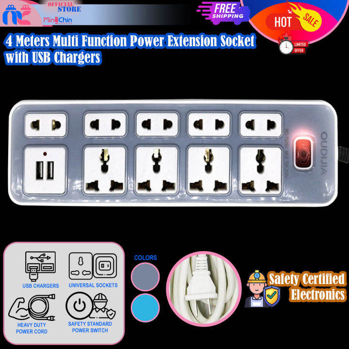 Saksakan Power Extension Cord Heavy Duty Outlet Socket w/ Usb Charger ...