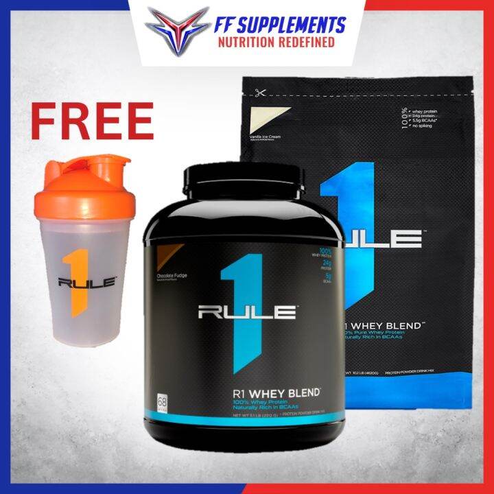 Rule 1 R1 Whey Protein Powder Blend 5lbs and 10lbs FREE R1 Shaker ...
