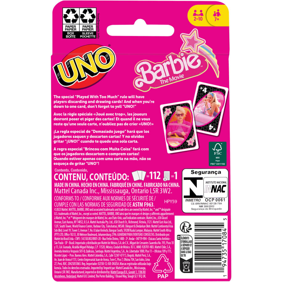 การ์ดเกม [BBTM] UNO Barbie The Movie Card Game อูโน่ รุ่น - ช้อปปิ้ง ...