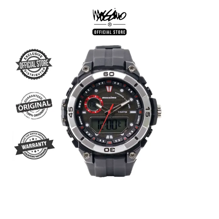 Mossimo black rubber strap analog-digital watch for men MS-1932G-BLK ...