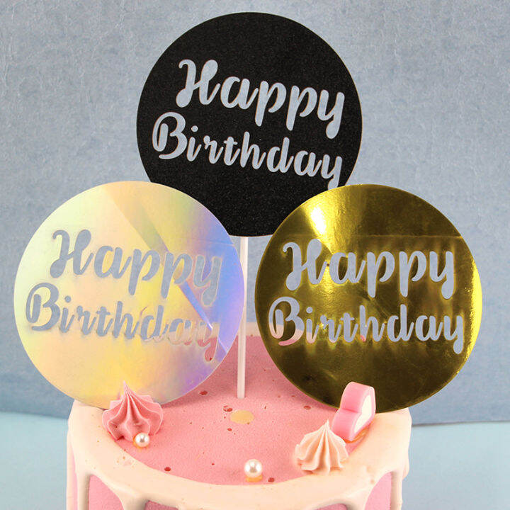 🔥Wishwa👍 INS style cake topper Double circle square acrylic Happy ...