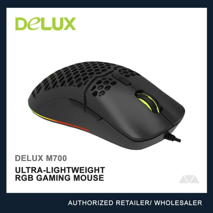 Delux M700 A725 Ultra light RGB Gaming Mouse 67g Lightweight Honecomb ...