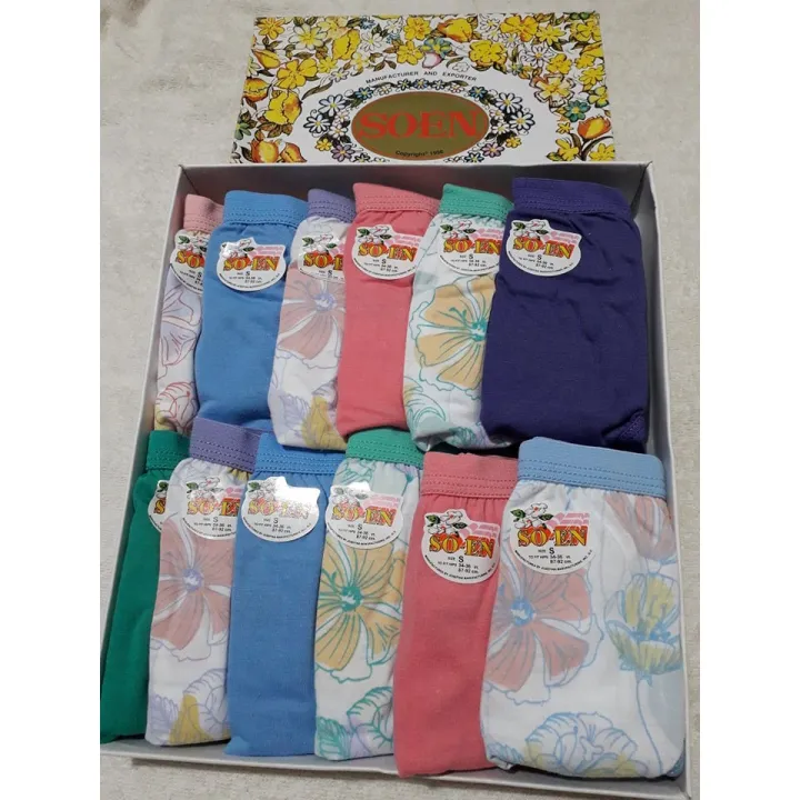Original 12pcs / 1box BBC SOEN Boxer Style Panty For Women's Available ...