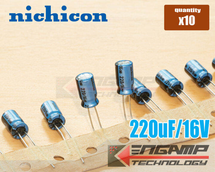 (10ตัว) [E-CAP] 220uF/16V 105 C Nichicon Audio KA ø6.4xH11.5mm P=2.5mm ...