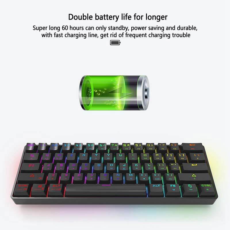 DK61 Mechanical Keyboard, Rgb Bluetooth Backlit Wired Dual-Mode ...