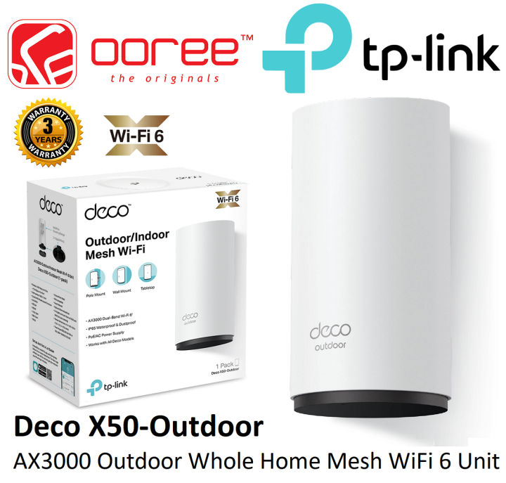 TP-LINK DECO X50-OUTDOOR AX3000 OUTDOOR / INDOOR WHOLE HOME MESH WIFI 6 SYSTEM WITH DUAL-BAND ...
