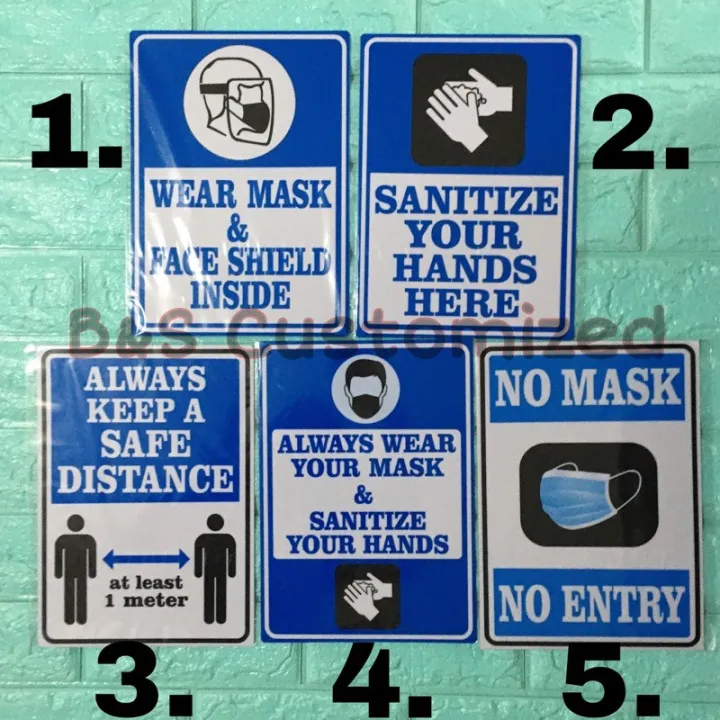 ♙PVC Health Protocol Signages - COVID (No Mask No Entry Social ...