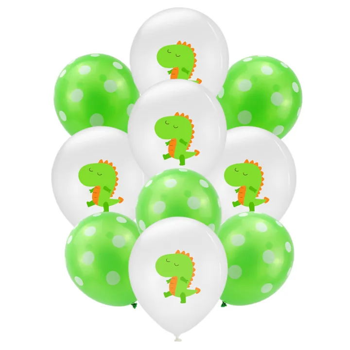 D94 Green Dinosaur Leaf Printed Balloon Set Kids Birthday Party ...