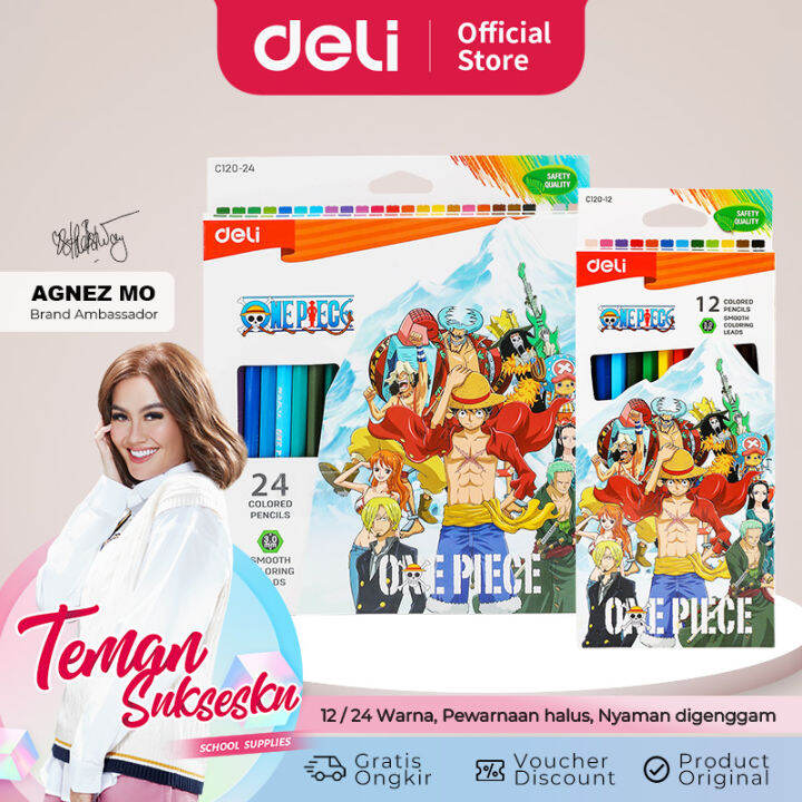 Deli One Piece Color Pencil / Pensil Warna One Piece 12 dan 24 Warna ...