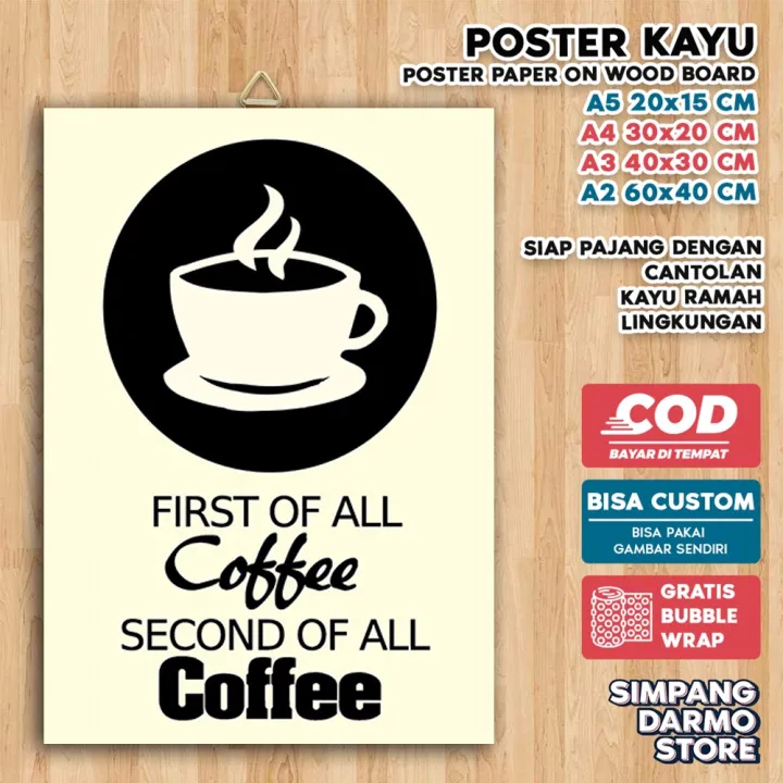 Poster Kayu Qoute Kalimat Motivasi Tema Kopi Hiasan Dinding Bingkai ...